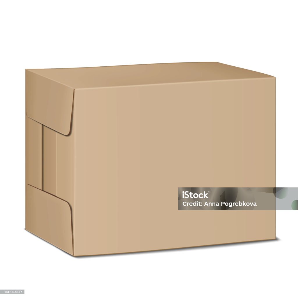 Kotak Kardus Kraft Diisolasi Pada Mockup Vektor Latar Belakang Putih