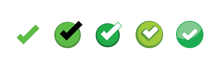 Cochez Les Icônes Symbole De Coche Vert De La Liste De Contrôle Symbole