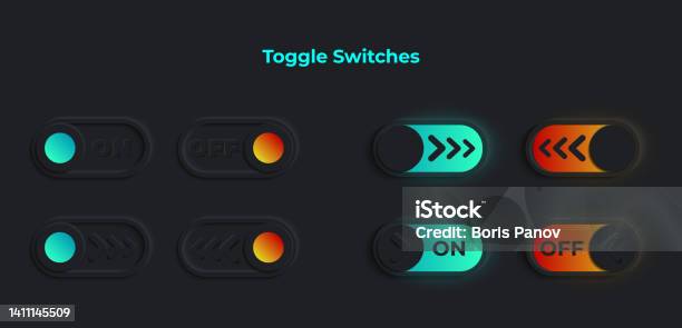 Toggle Button Atau User Interface Switch For On Off Options On Dark Ui Mobile App Dalam Gaya