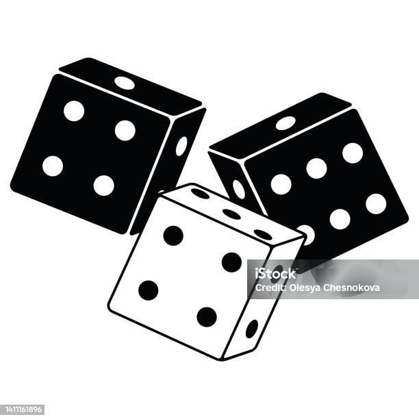 Dés Cubes Icône De Contour Dillustration Vectorielle Isolée Sur Fond