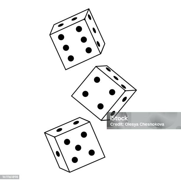 Dés Cubes Icône De Contour Dillustration Vectorielle Isolée Sur Fond