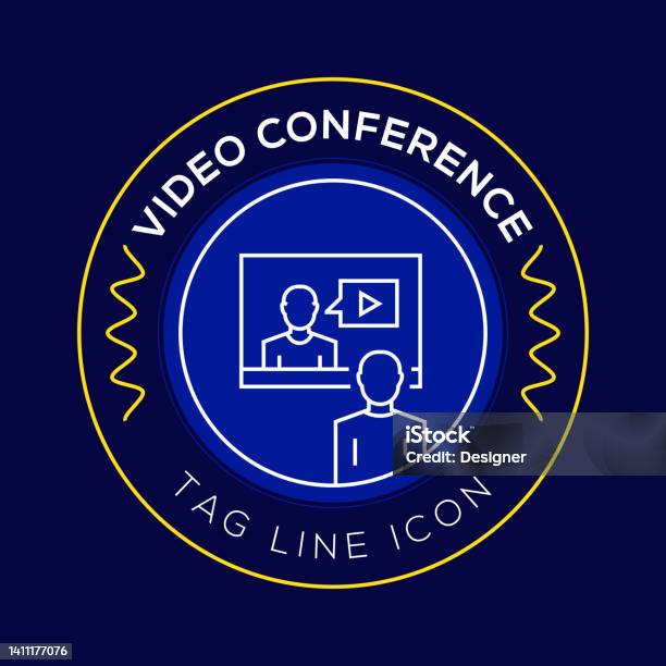 Badge De Cercle De Vidéoconférence Logo Moderne Icône Vectorielle