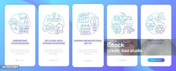Ubah Ke Layar Aplikasi Seluler Onboarding Gradien Biru Nol Bersih