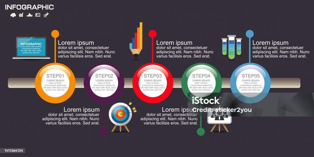 Timeline Infographic Chart With Many Color Vector Design Template Stock
