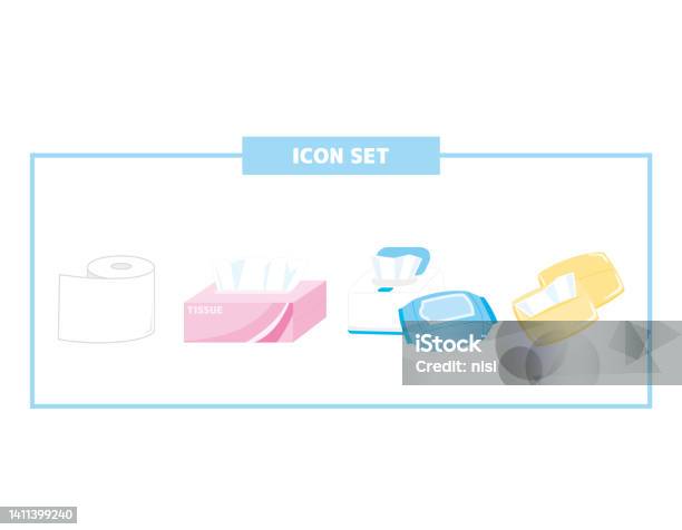 Tissue Paper Toilet Paper Wet Wipes Sterilization Sheets Icon Set Stock