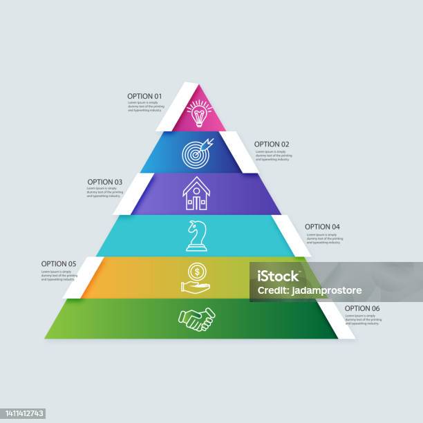 Infographie Pyramidale Créative Avec 6 Options Ou Étapes Modèle De