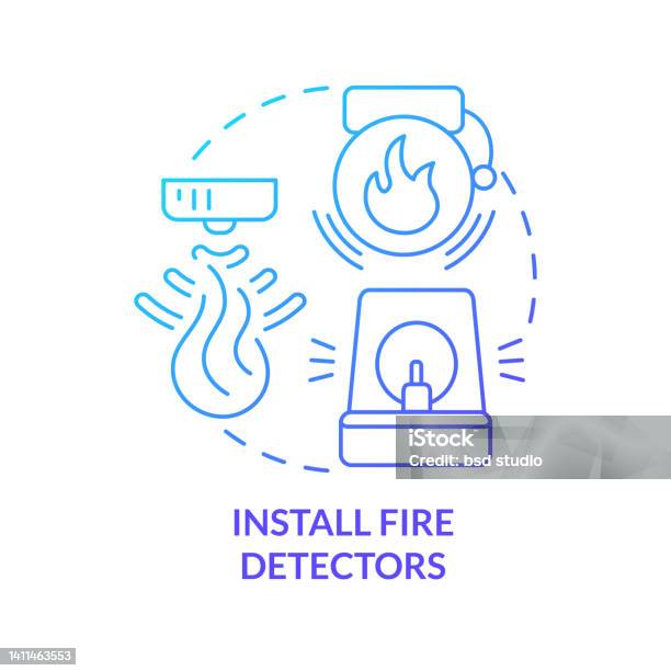 Installer Des Détecteurs Dincendie Icône De Concept De Dégradé Bleu