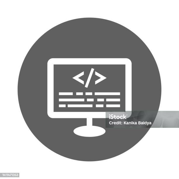 Coding Html Programming Icon Gray Vector Graphics Stock Illustration
