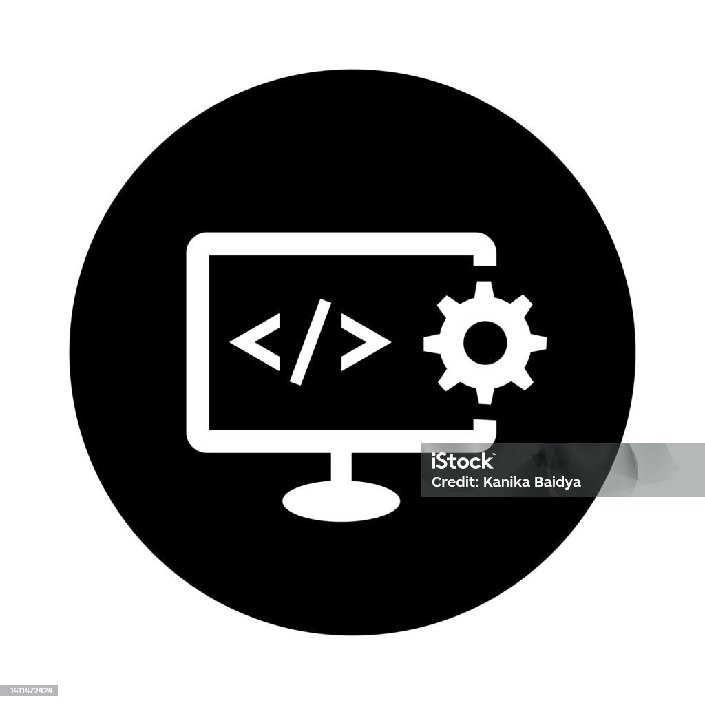 Code Html Management Icon Black Vector Design Stock Illustration