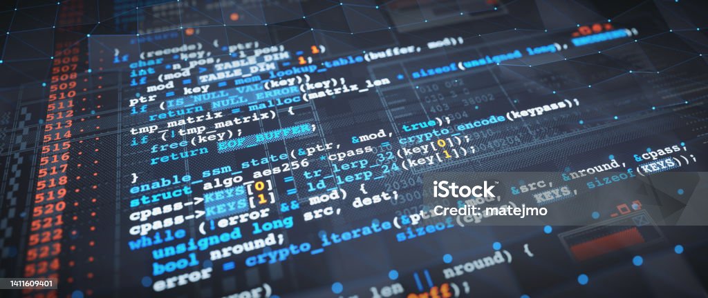 Multicolored Programming Language Source Code Design Example Close Up