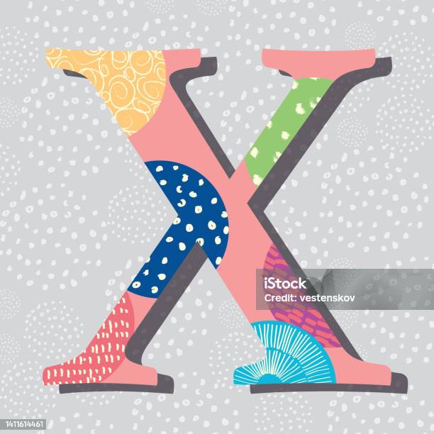 Sketch Drawing Pattern Doodle Modern Serif Vector Alphabets Stock