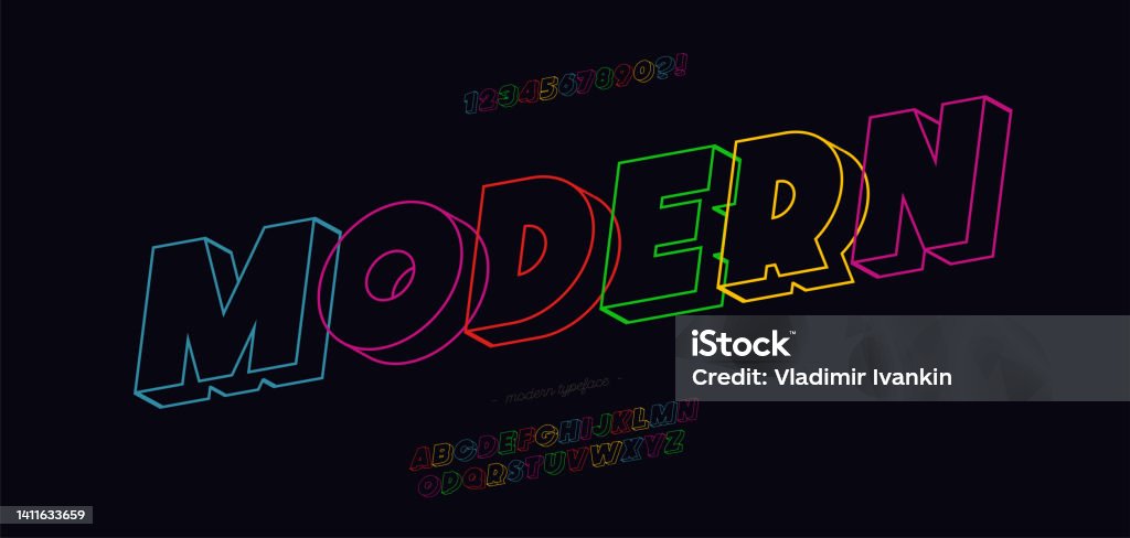 Vector Modern Font 3d Line Style Trendy Typography Stock Illustration