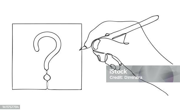 Point Dinterrogation Dessin Continu Dune Ligne De Mains Écrivant Un