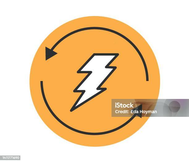 Lightning Isolated Vector Icon Power Energy Symbol Vector Graphic Stock