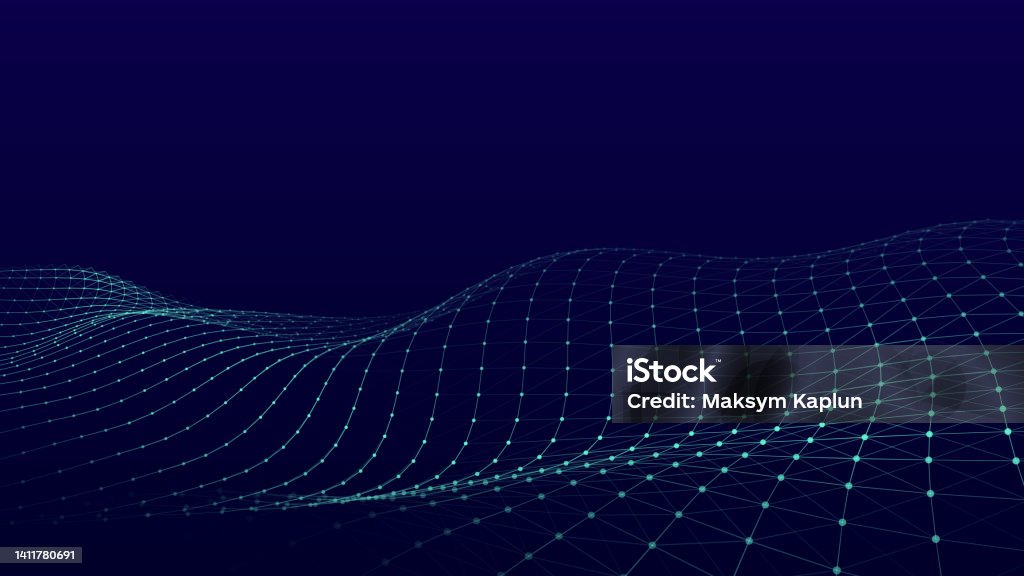 Gelombang Futuristik Abstrak Dengan Titiktitik Bergerak Garis Abd