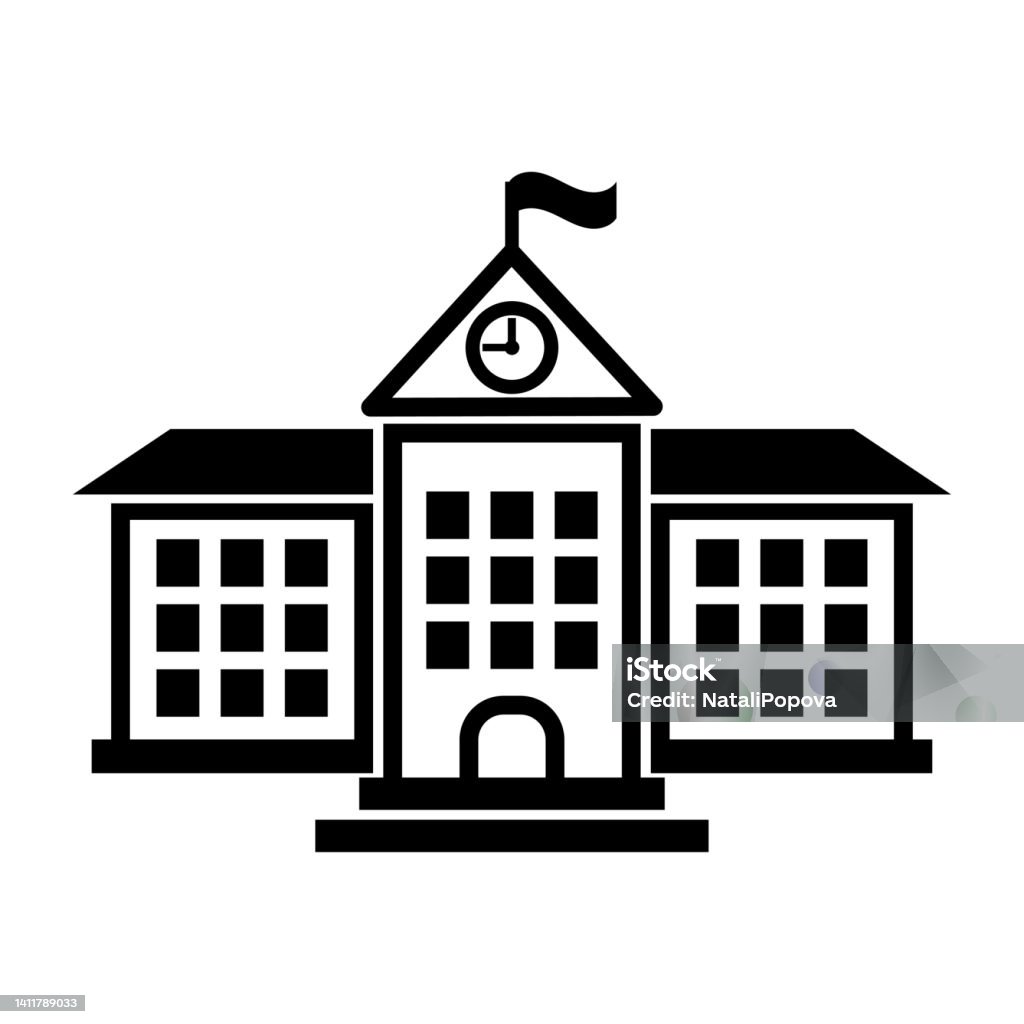 Icône De Bâtiment Scolaire Dans Un Style Plat Illustration Vectorielle