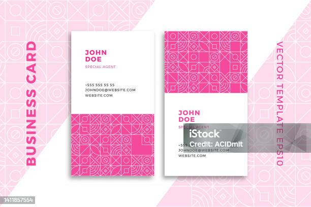Template Kartu Nama Vertikal Dengan Pola Geometris Bauhaus Mockup Alat