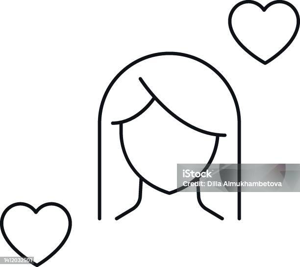 Romance Et Concept Damour Signe De Contour Dessiné Dans Un Style Plat