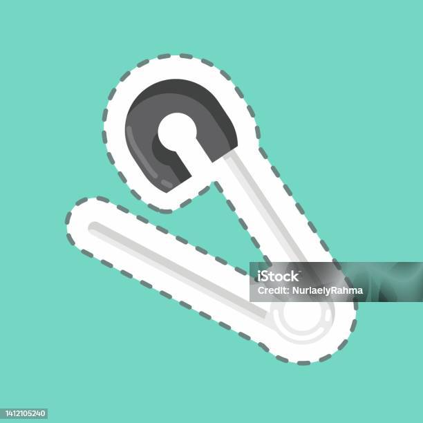 Garis Stiker Memotong Safety Pin Cocok Untuk Simbol Pendidikan Desain