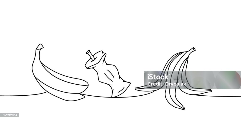 Ensemble De Déchets Organiques Un Dessin Continu Dune Ligne Pelure De