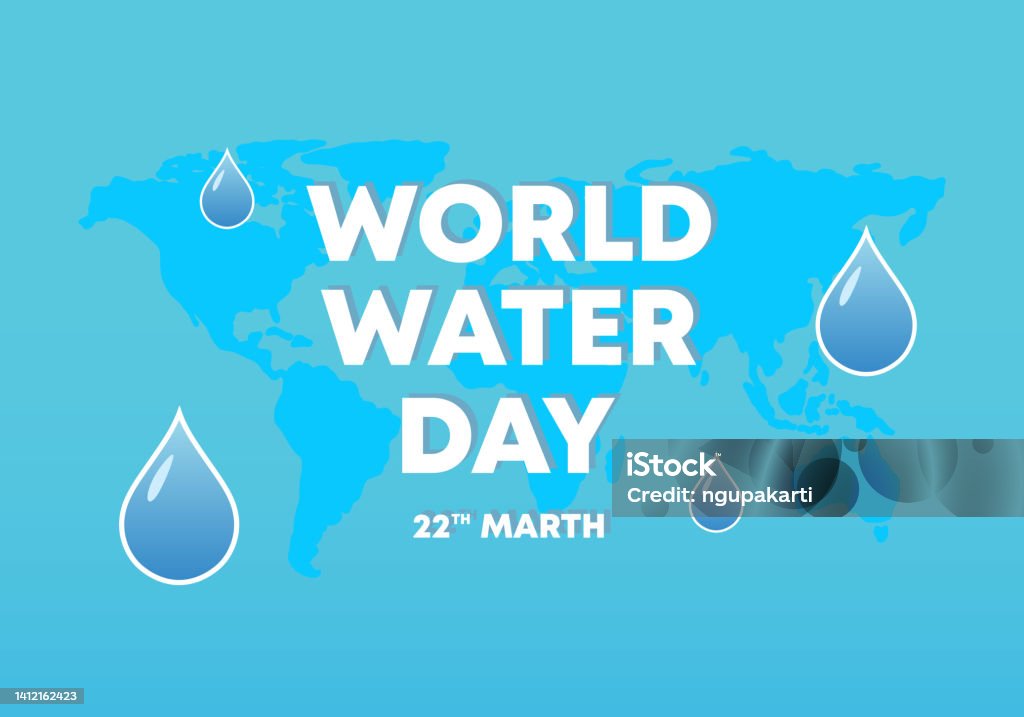 World Water Day Poster Banner Background With Water Drop On Blue Color