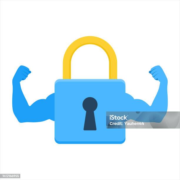 Security Safe Data Lock Muscle Strong Password Vector Illustration ... Security Safe Data Lock Muscle Strong Password Vector Illustration ...