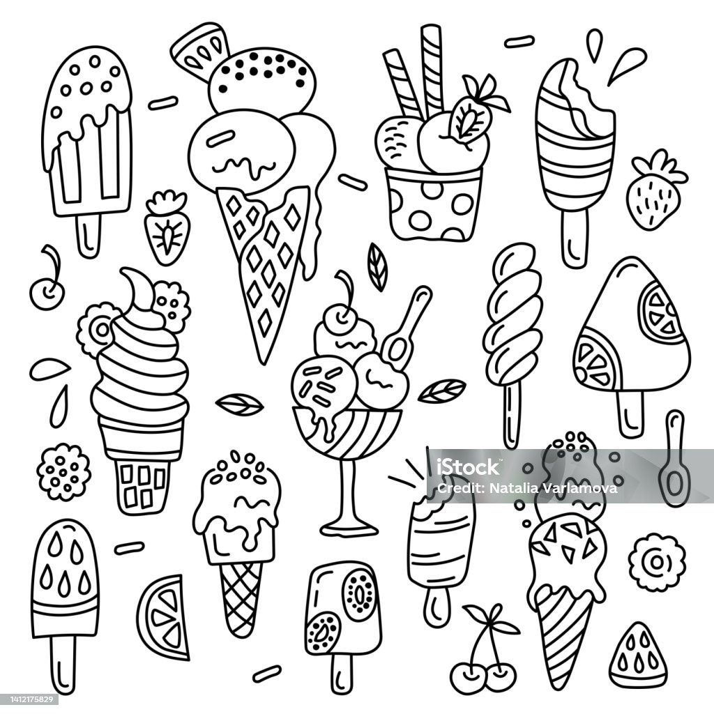 Doodles Ice Cream Vector Illustration Set Stock Illustration Download