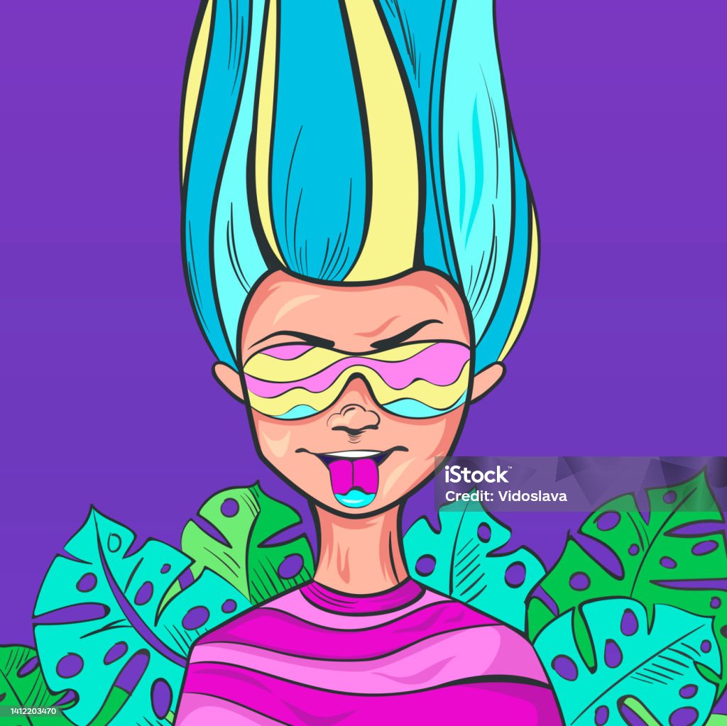 Portrait Dune Fille Personnage De Dessin Animé Style De Bande Dessinée
