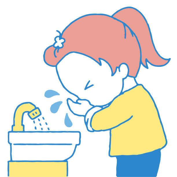 Child Washing Face Clipart