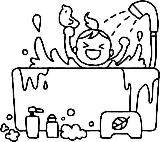 Taking Bath Clipart Black And White
