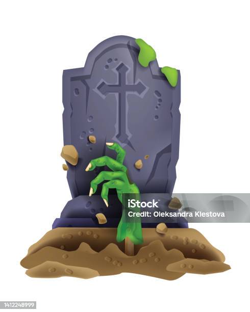 Icône Dhalloween De La Main De Zombie Tombe Tombale Dhorreur