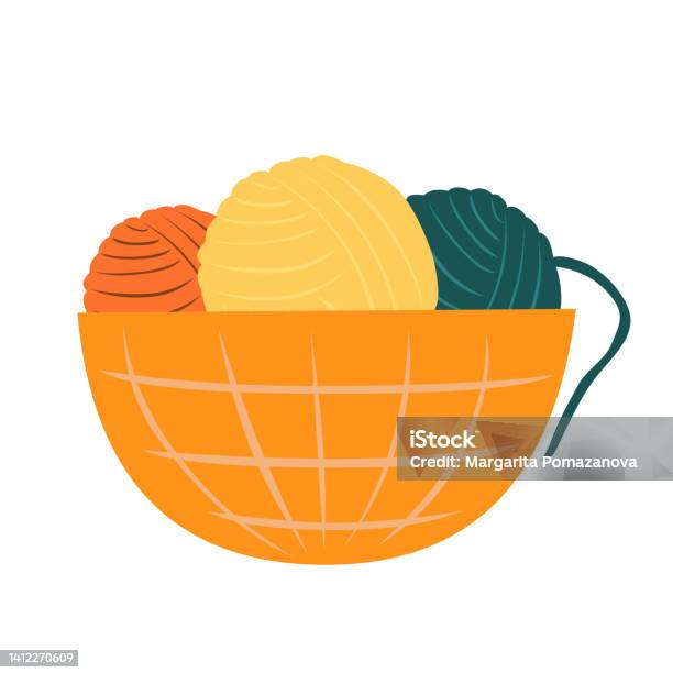 Ilustrasi Vektor Datar Jarum Rajut Dan Bola Wol Ilustrasi Stok Unduh