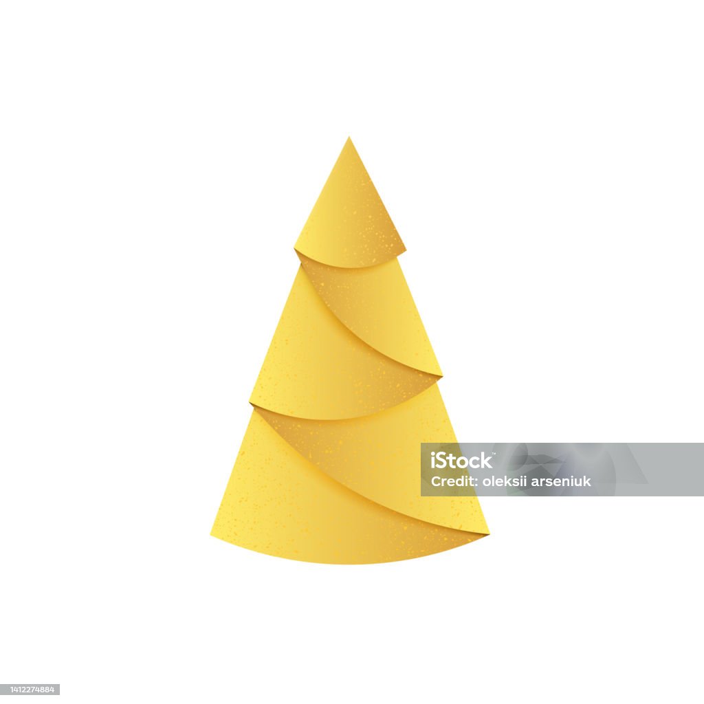 Pohon Natal Emas Cemara Origami Terbuat Dari Kertas Emas Ilustrasi Stok Unduh Gambar Sekarang
