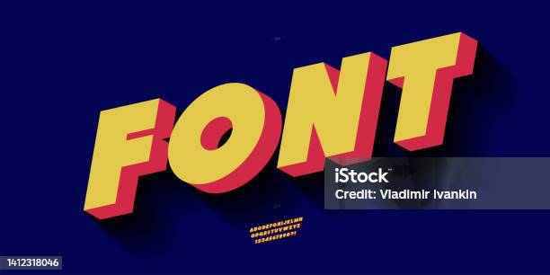 Vector Font 3d Bold Style Modern Typography Stock Illustration