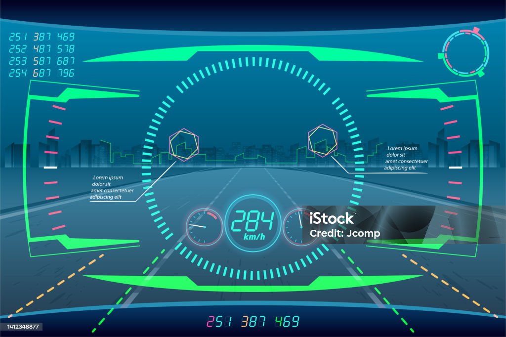 Dasbor Hud Futuristik Scifi Menampilkan Layar Teknologi Realitas