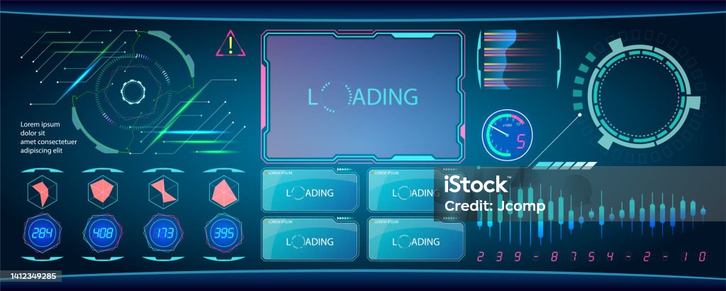 Dasbor Hud Futuristik Scifi Menampilkan Layar Teknologi Realitas