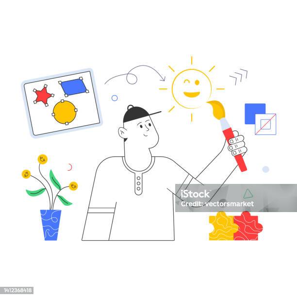 Vector Designing Flat Illustration Is Handy And Scalable Stock
