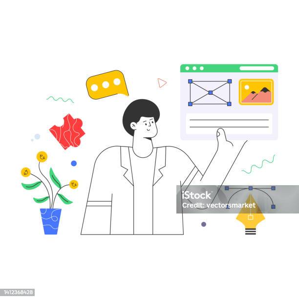 Vector Designing Flat Illustration Is Handy And Scalable Stock