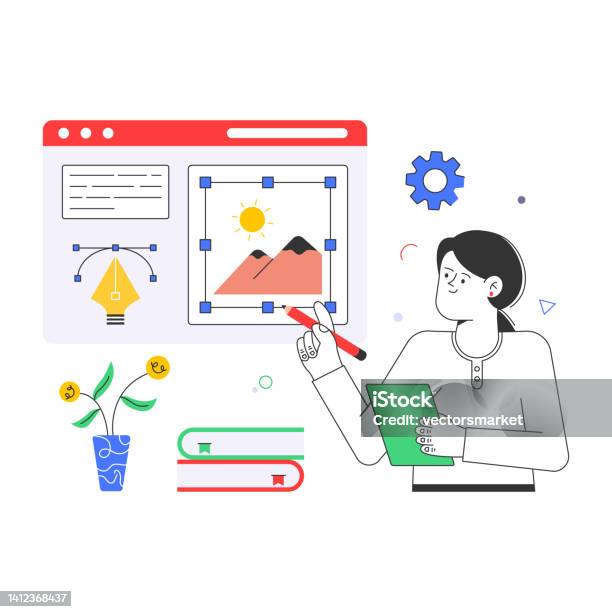 Vector Designing Flat Illustration Is Handy And Scalable Stock