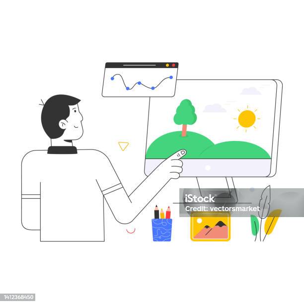 Vector Designing Flat Illustration Is Handy And Scalable Stock