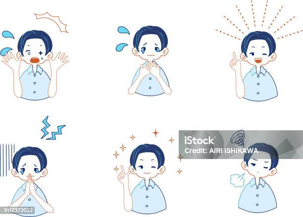 Ensemble Dimages Clipart De Diverses Expressions Dun Garçon En Costume