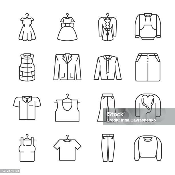 Ilustración de Conjunto De Iconos De Ropa Diferentes Opciones De Ropa ... Ilustración de Conjunto De Iconos De Ropa Diferentes Opciones De Ropa ...