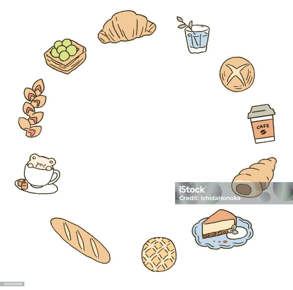 Simple Touch Various Breads And Cafe Motifs Illustration Set Stock ... Simple Touch Various Breads And Cafe Motifs Illustration Set Stock ...