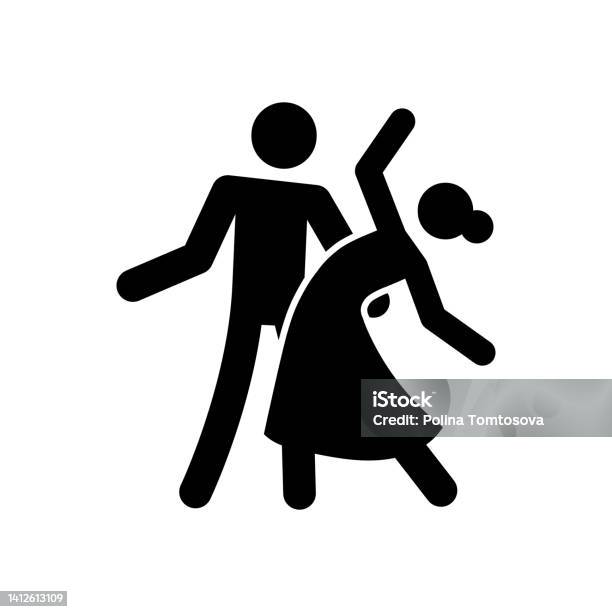 Icône De Figurine De Bâton De Couple De Danse Pictogramme De Salle De