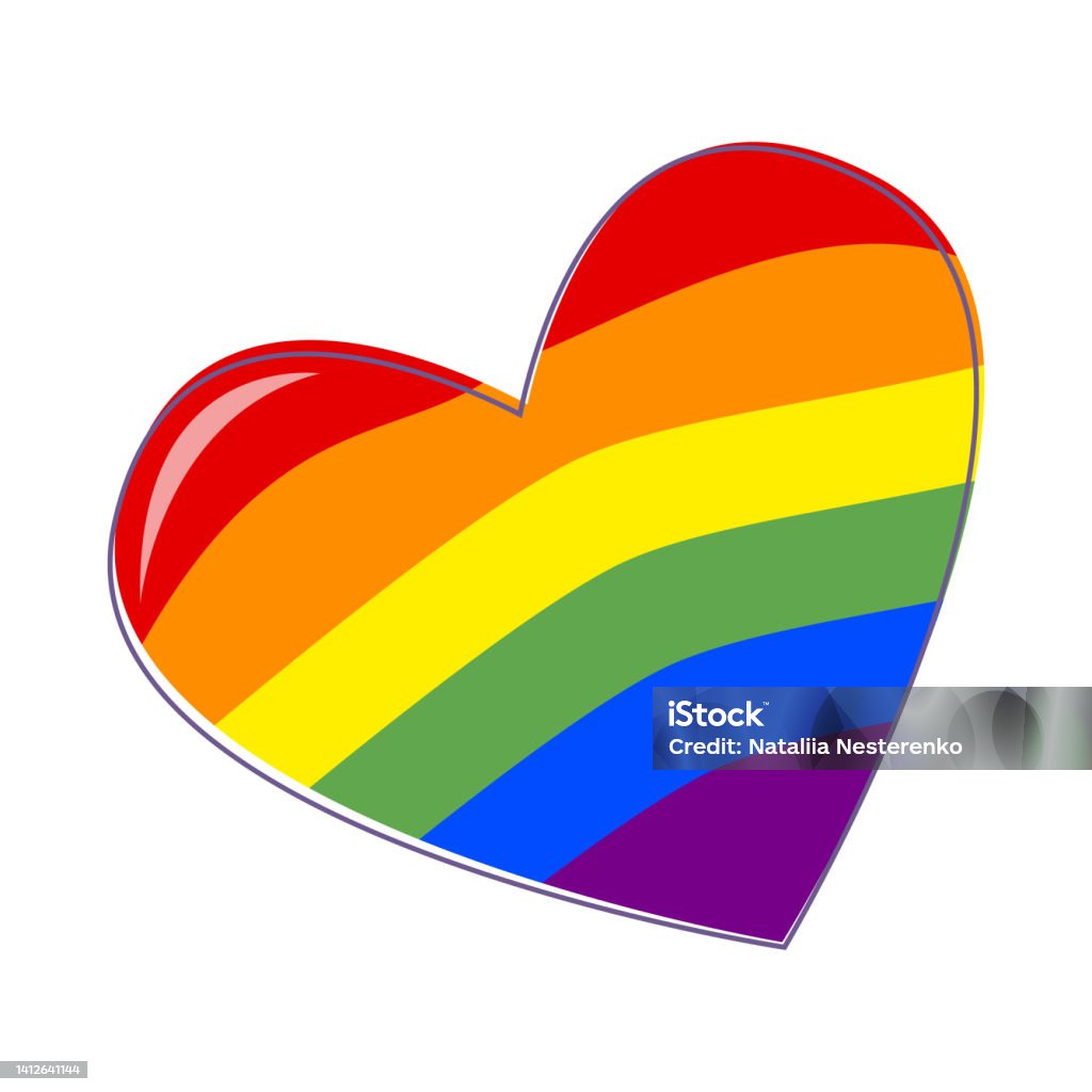 Heart With Lgbt Flag Colors Semi Flat Color Vector Object Stock