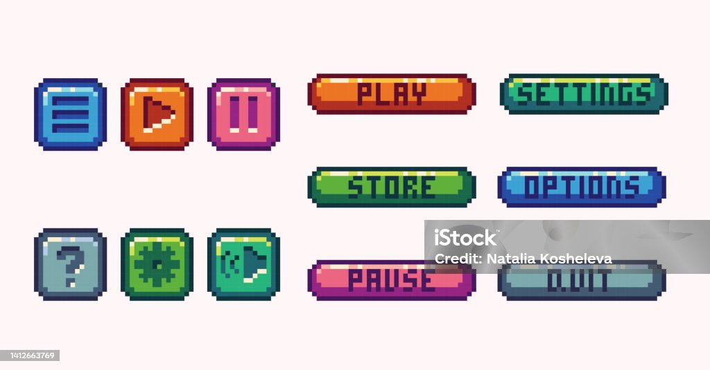 Interface Menu Buttons Pixel Art Set Menu Panel Collection Play Pause ... Interface Menu Buttons Pixel Art Set Menu Panel Collection Play Pause ...
