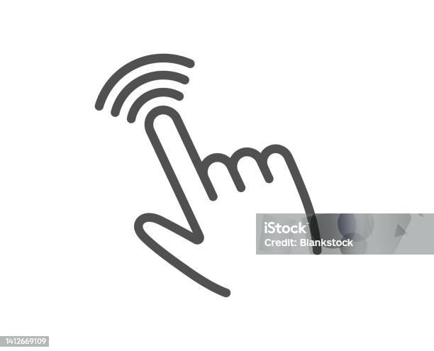Icône De Ligne De Curseur De Main Cliquez Sur Le Signe Daction Vecteur