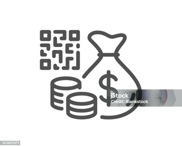 Ikon Baris Kode Qr Pindai Tanda Kode Batang Vektor Ilustrasi Stok