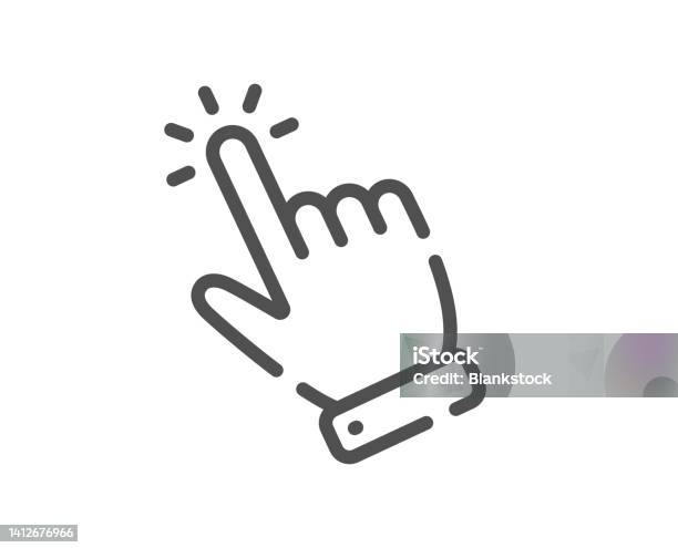 Icône De Ligne De Curseur De Main Cliquez Sur Le Signe Daction Vecteur