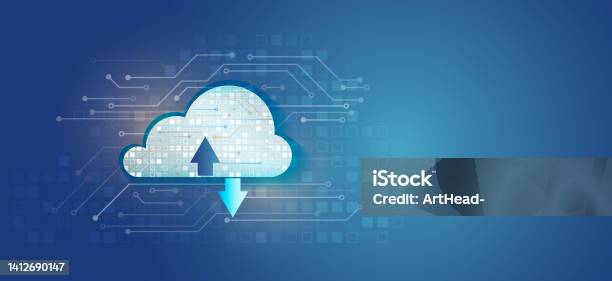 Pusat Data Abstrak Sistem Jaringan Spanduk Vektor Hosting Web Komputasi